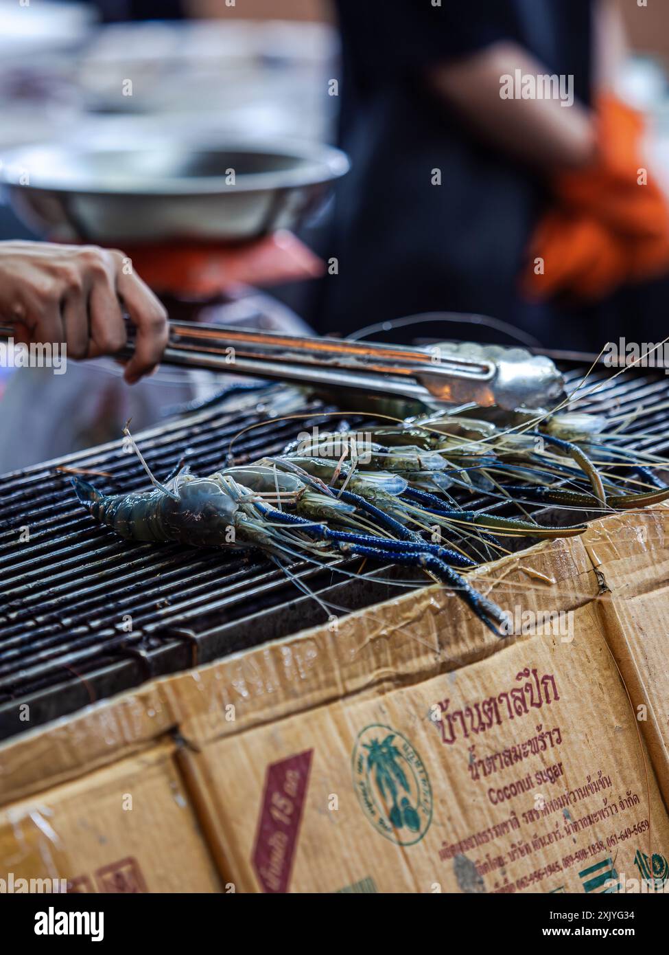 Grilling Prawns at a Street Food Stall Stock Photo - Alamy