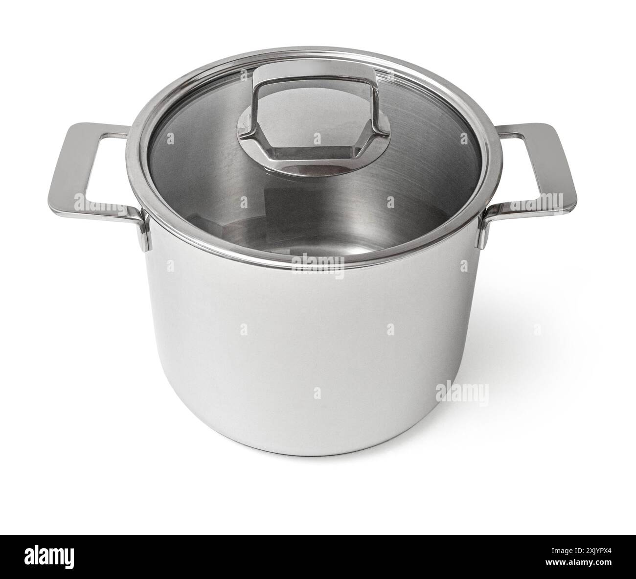 steel saucepan with glass lid isolated on white background with ...