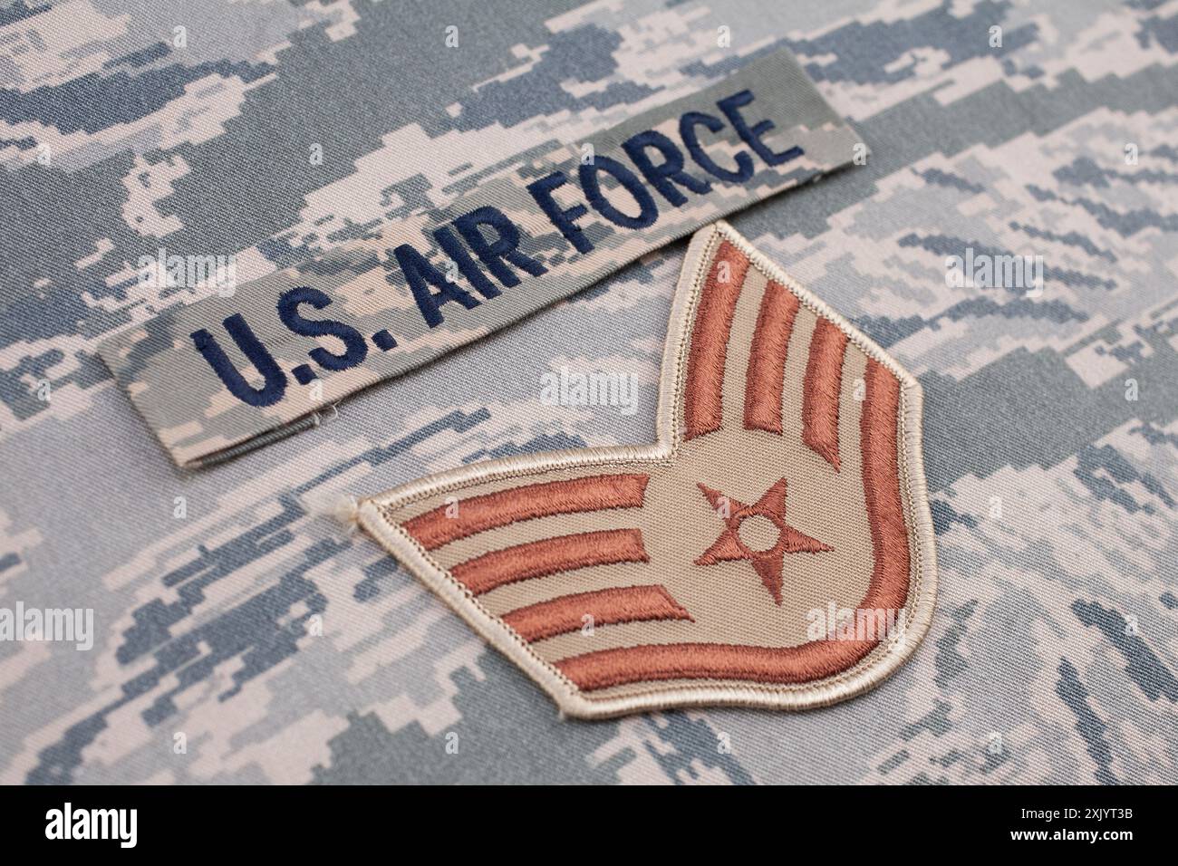 US AIR FORCE branch tape and Staff Sergeant rank patch on digital tiger ...