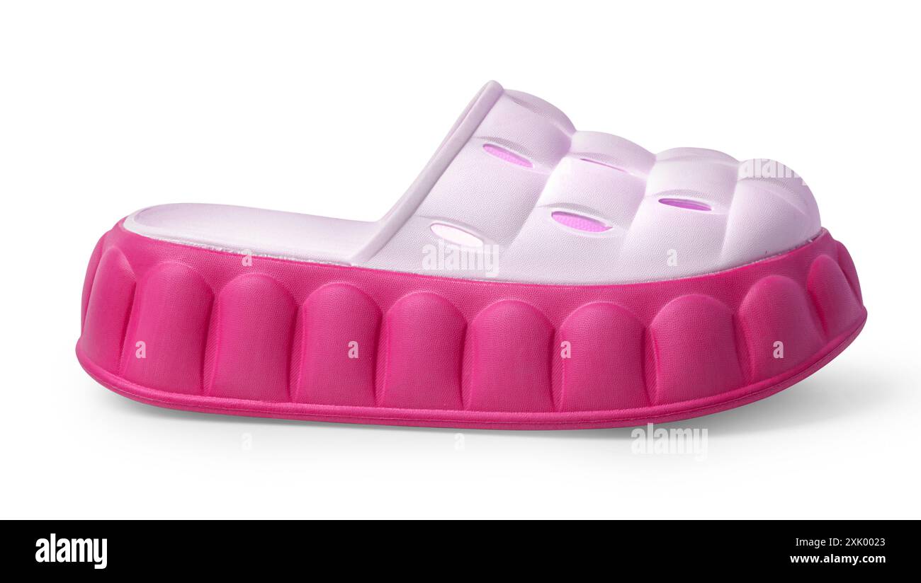 bright pink clogs isolated on white background with clipping path Stock ...