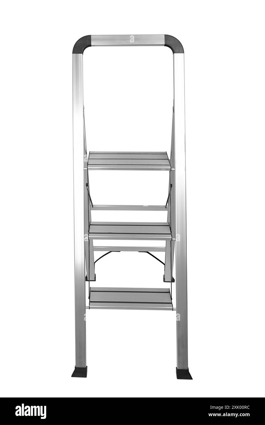 Metal folding ladder isolated on a white background Stock Photo - Alamy