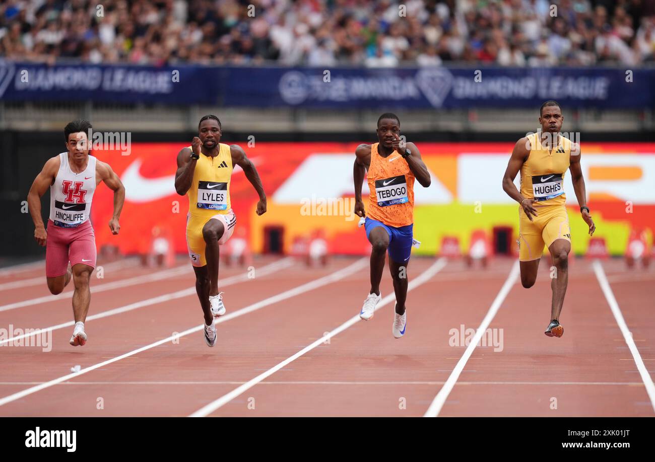 (Left to right) Louie Hinchliffe, Noah Lyles, Letsile Tebogo and ...