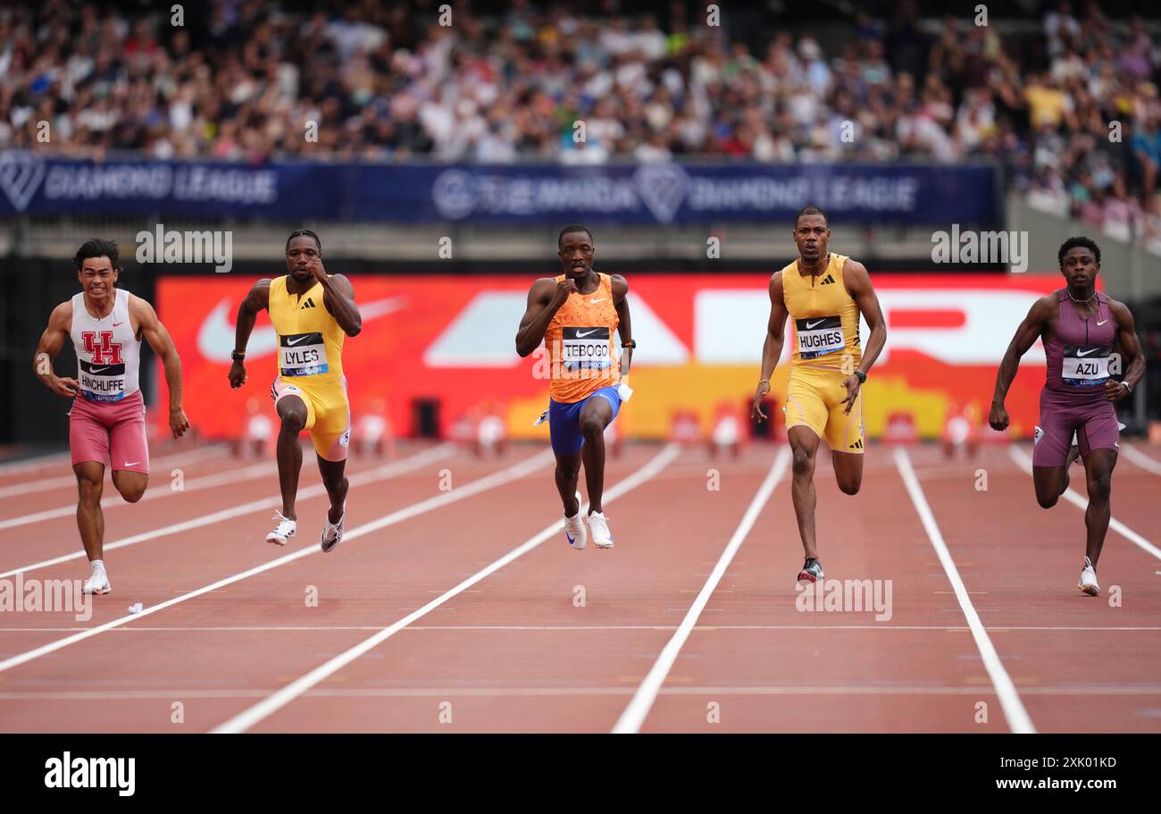 (Left to right) Louie Hinchliffe, Noah Lyles, Letsile Tebogo, Zharnel ...