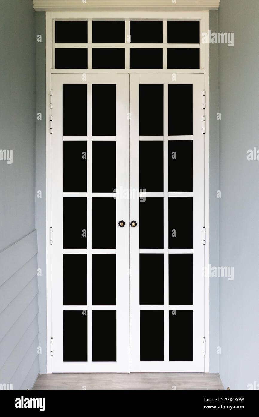 White front door with windows Stock Photo - Alamy