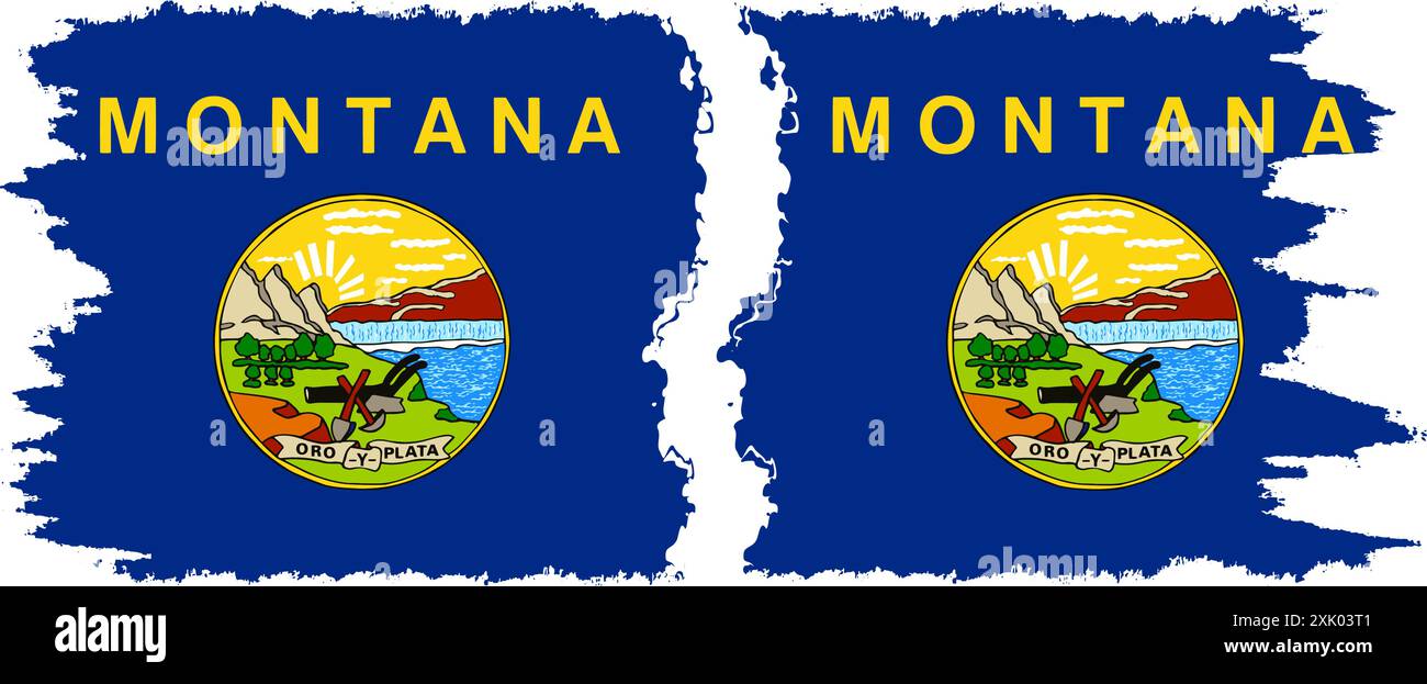 Montana and Montana states grunge brush flags connection, vector Stock ...