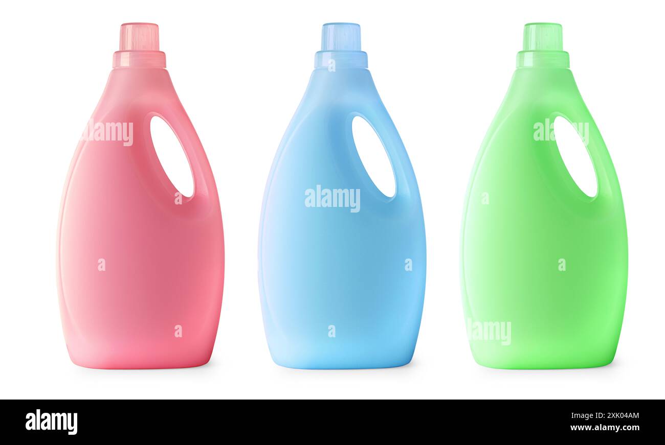 Side view of a plastic bottle with a handle highlighted on a white ...