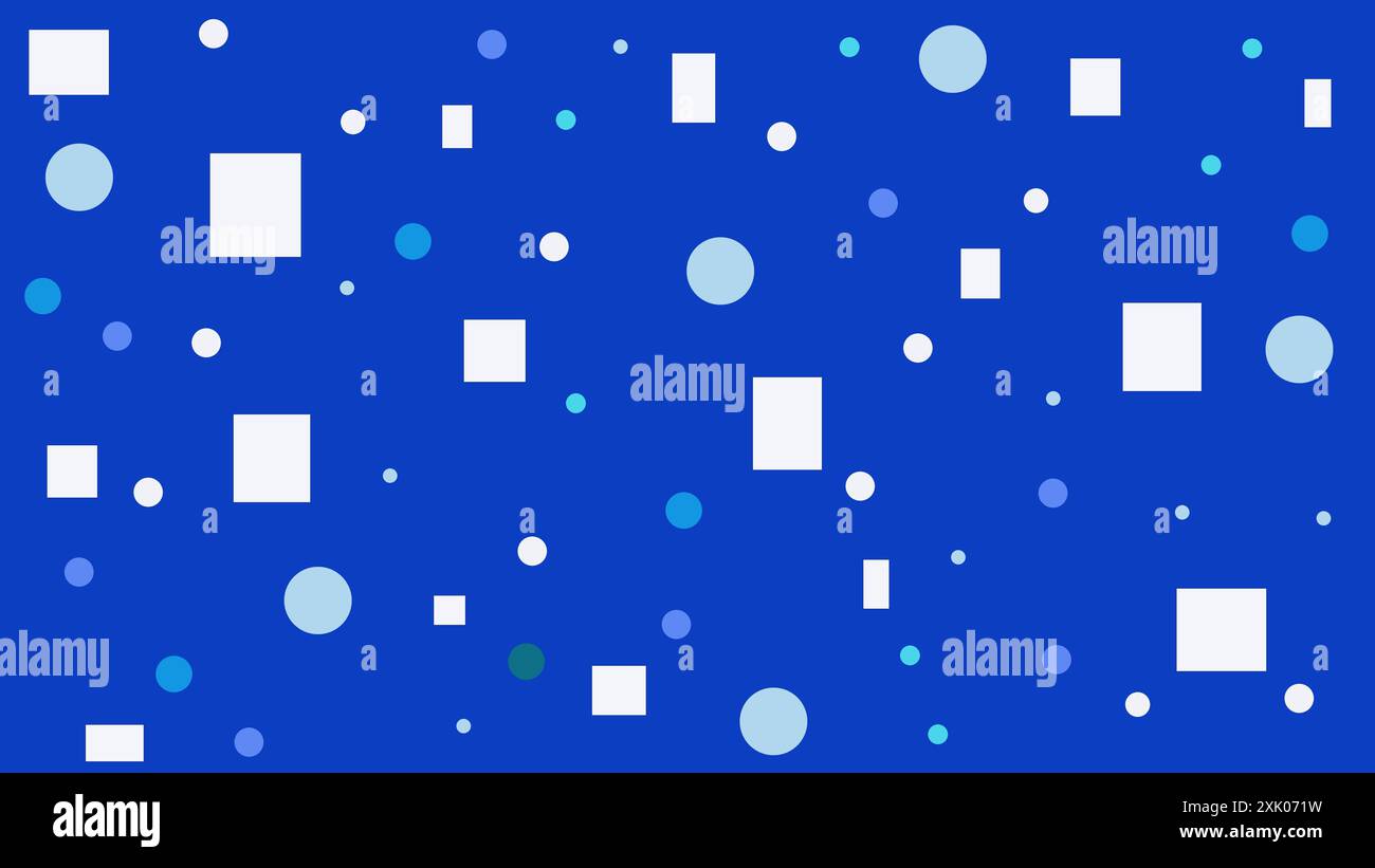 naive style. Deep blue background with scattered white squares and ...