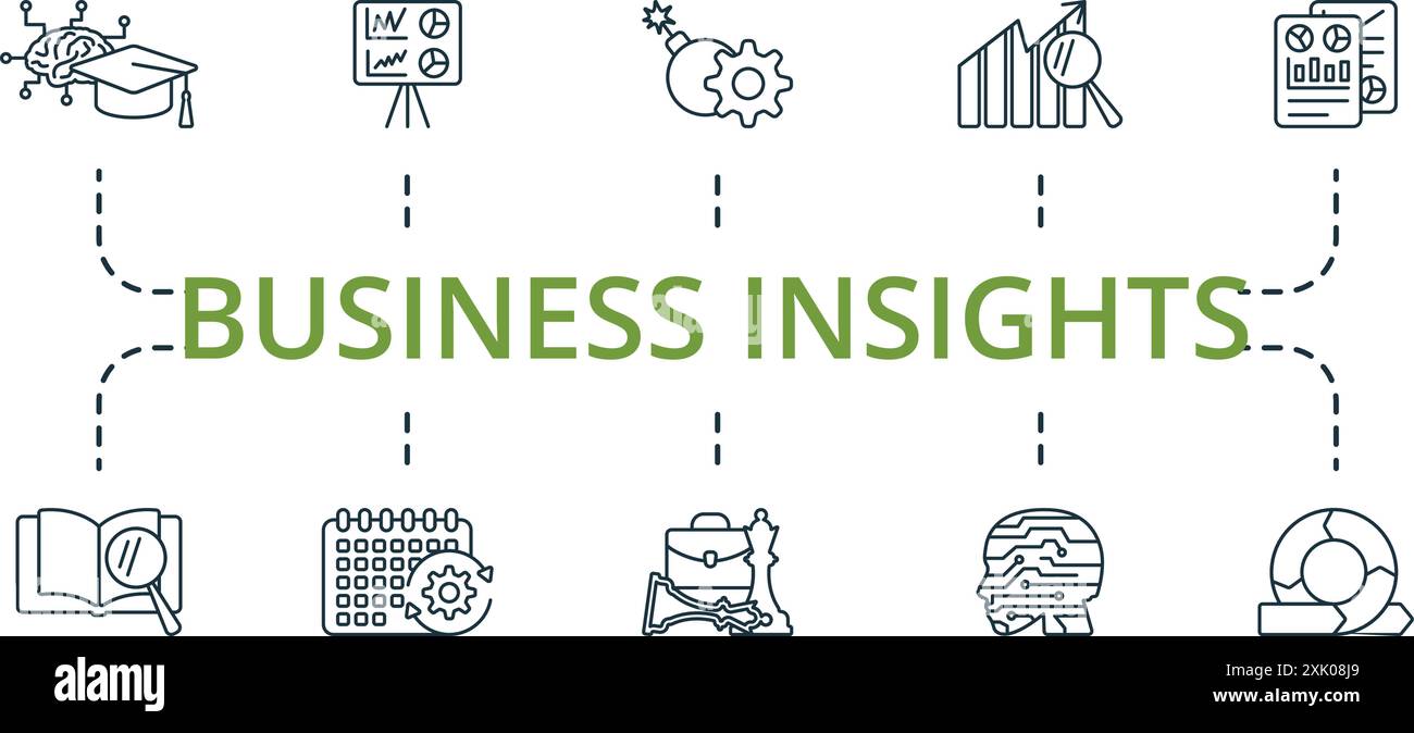 Business Insights thin line icon set. Monochrome simple Business ... Business Insights thin line icon set. Monochrome simple Business ...