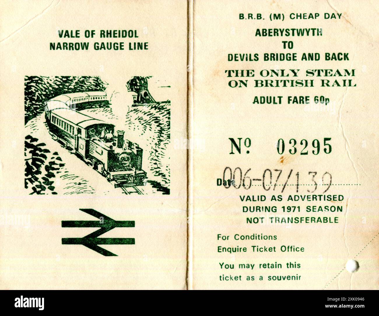 Vale of Rheidol ticket from 1971 Stock Photo - Alamy