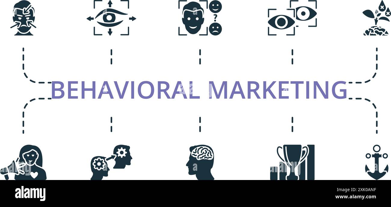 Behavioral Marketing icon set. Monochrome simple Behavioral Marketing ...