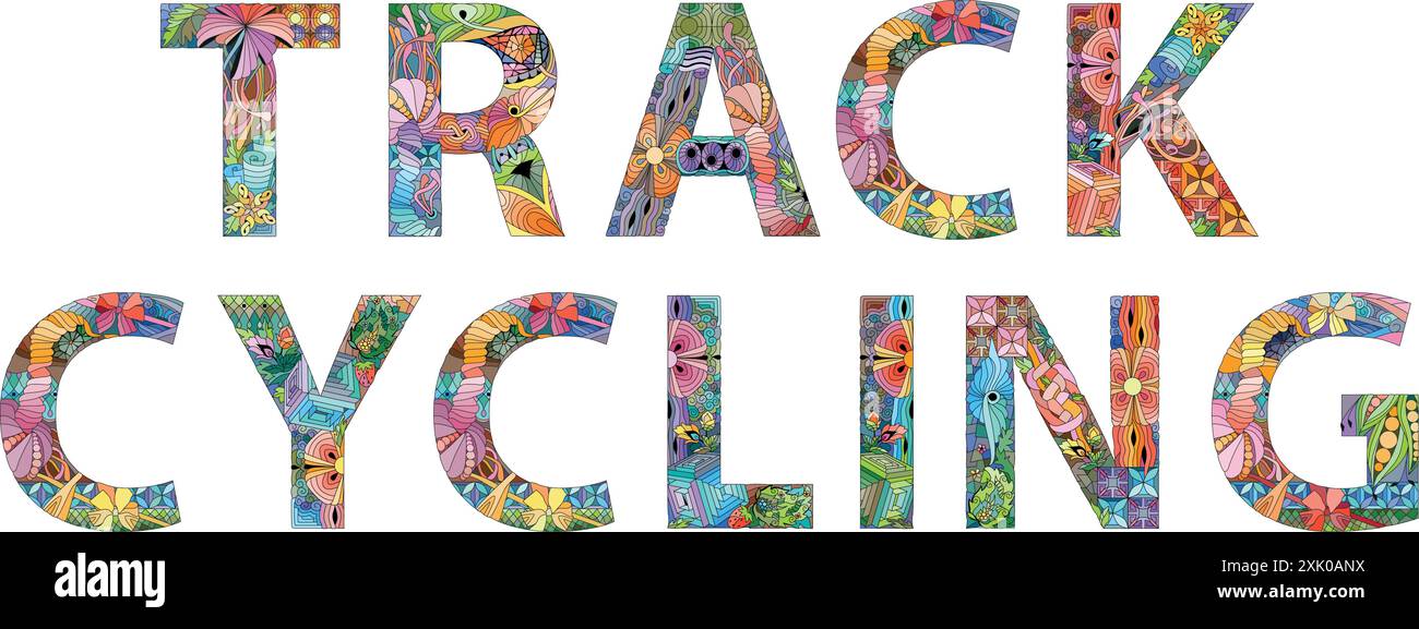 Hand-painted art design. Illustration words TRACK CYCLING for t-shirt ...
