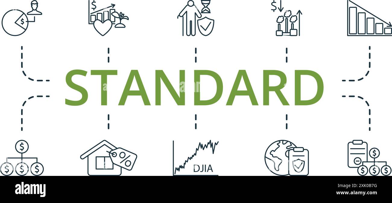 Standard thin line icon set. Monochrome simple Standard icon collection ...