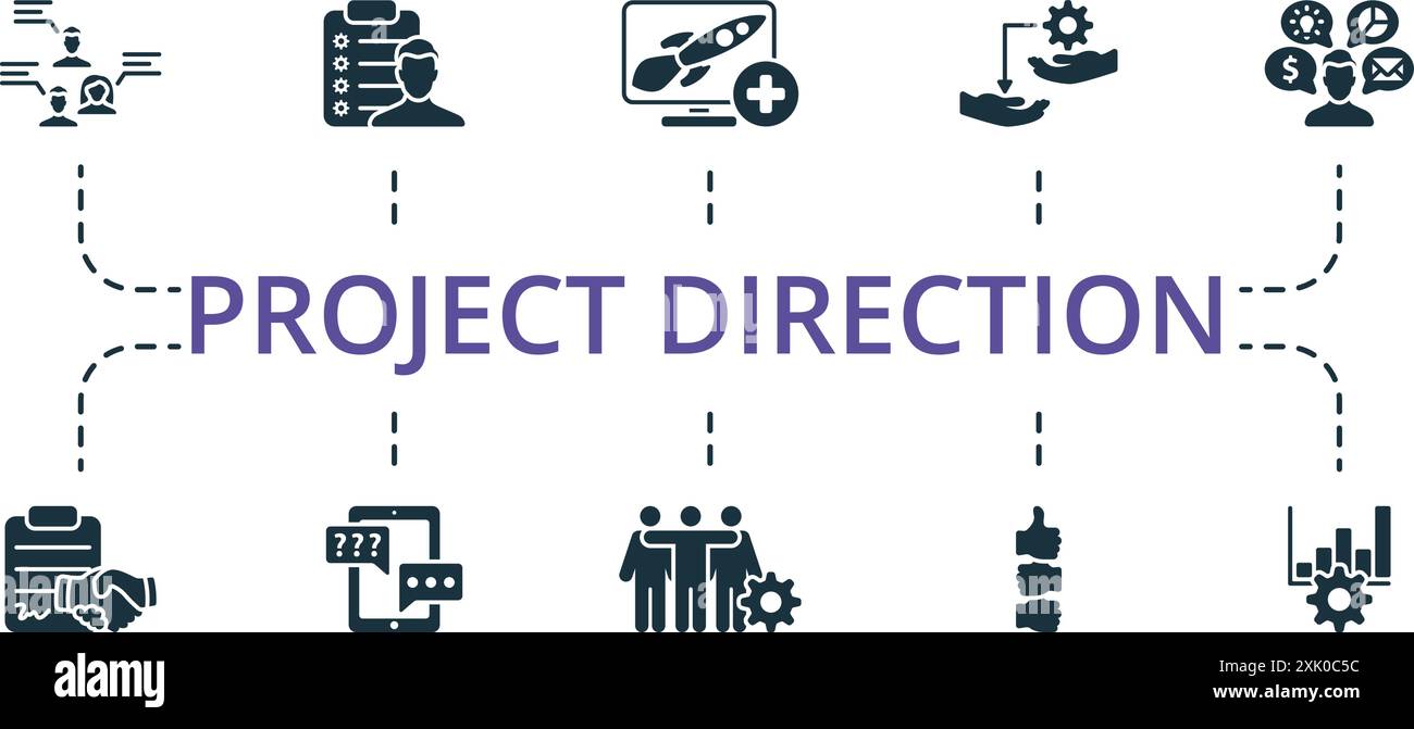 Project Direction thin line icon set. Monochrome simple Project ...