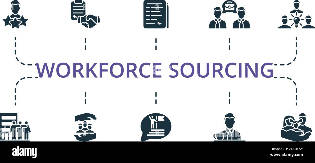 Workforce Sourcing icon set. Monochrome simple Workforce Sourcing icon ... Workforce Sourcing icon set. Monochrome simple Workforce Sourcing icon ...