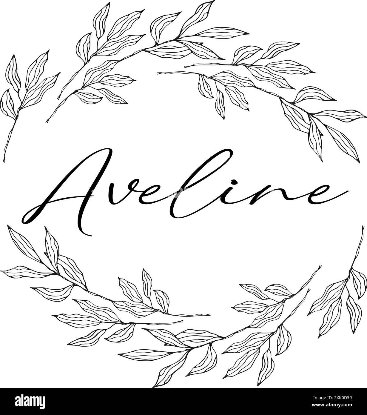 Aveline - black color - name written enclosed in a circle crown of ...