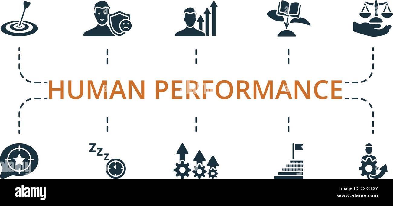 Human Performance icon set. Monochrome simple Human Performance icon ...