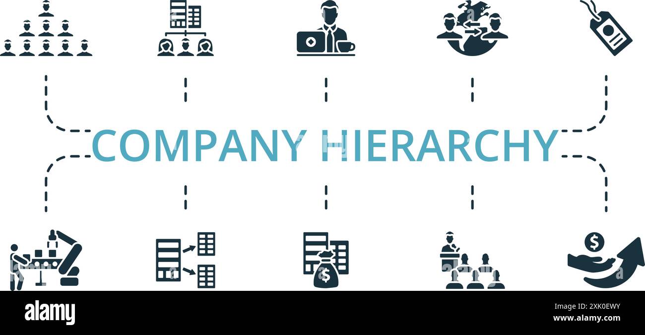 Company Hierarchy icon set. Monochrome simple Company Hierarchy icon ...