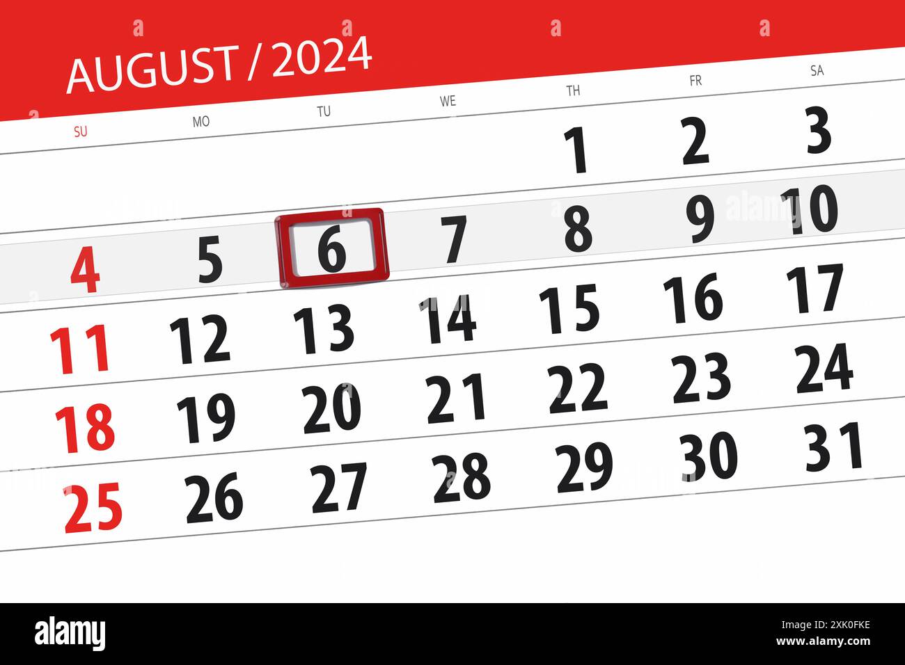 Tuesday 6 august 2024 hi-res stock photography and images - Alamy