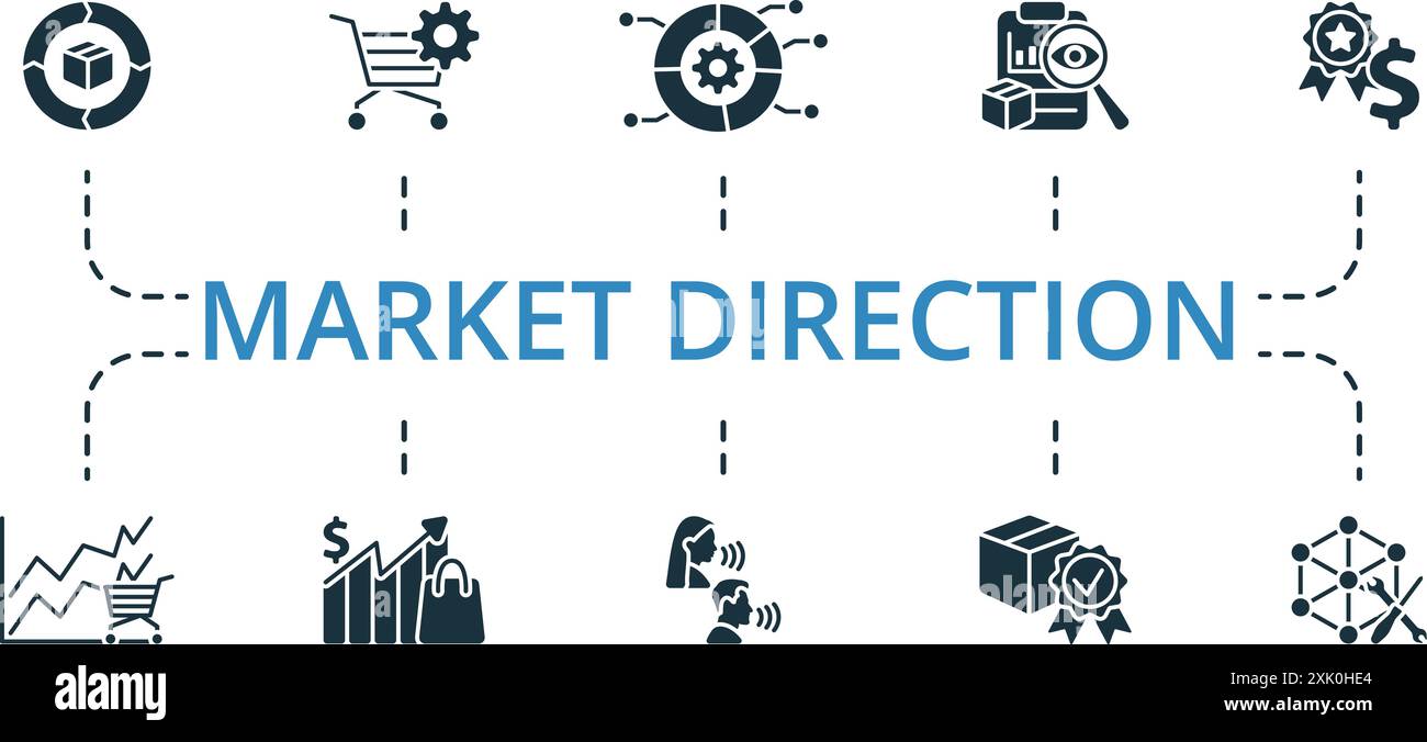 Market Direction icon set. Monochrome simple Market Direction icon ...