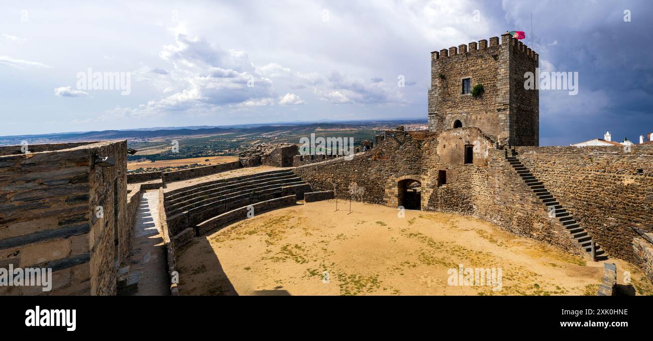 Medieval castle of Monsarrat in the Alentejo of Portugal Stock Photo ...