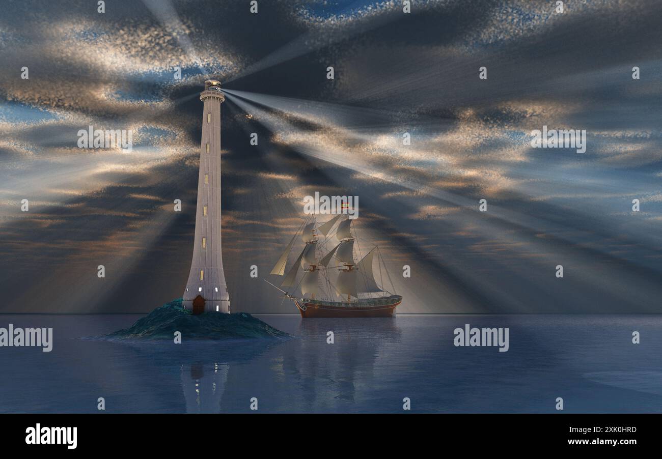 Lighthouse storm ship hi-res stock photography and images - Alamy