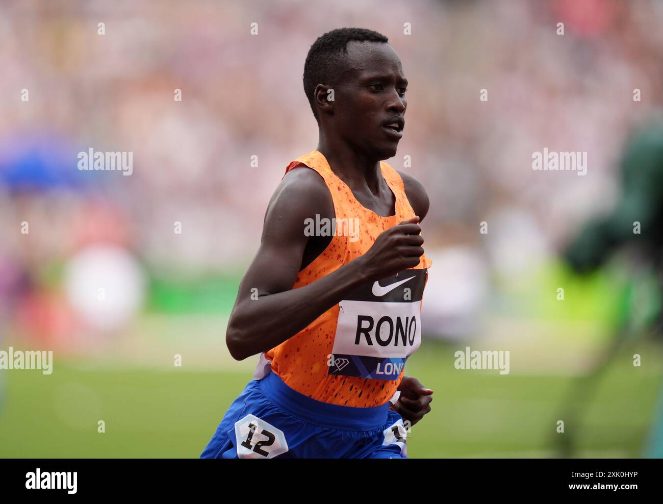 Gideon Kipkertich Rono in action during the Men's 3000m final during ...