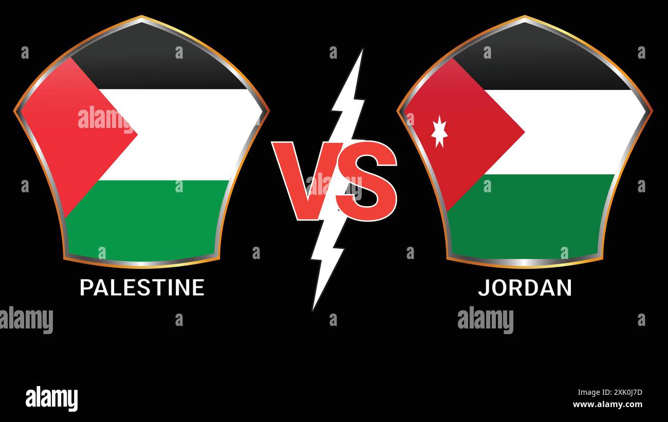 Palestine vs Jordan Soccer football match with Black Background and ...