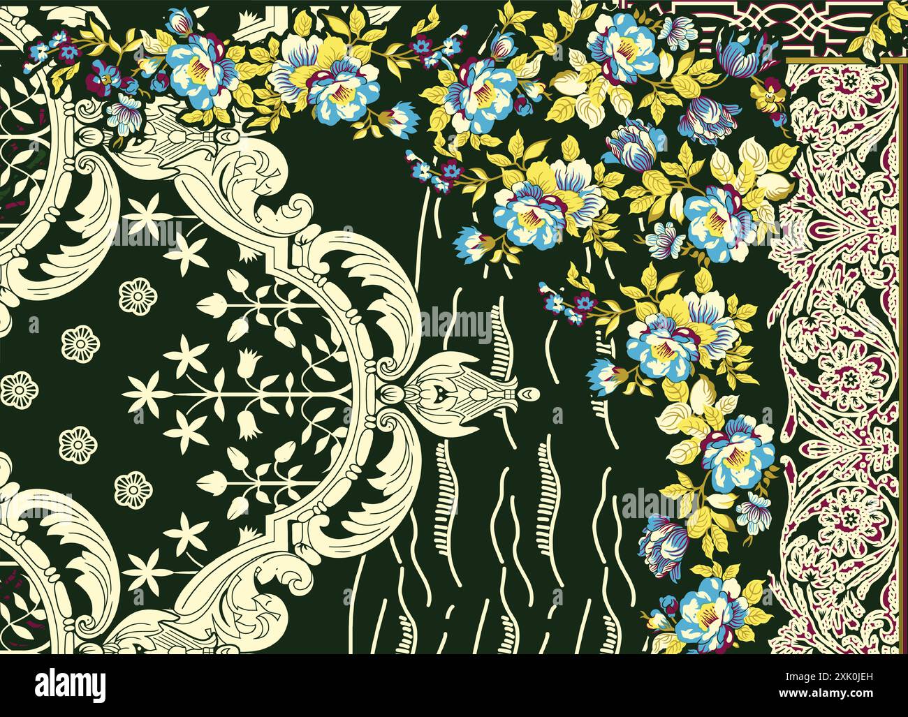 Baroque Border Motif Design, Artwork for Textile Print for Digital ...