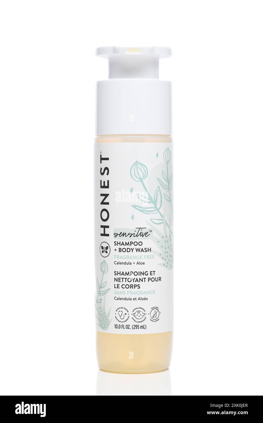 IRVINE, CALIFORNIA - 19 JULY 2024: A bottle of Honest Sensitive Shampoo ...