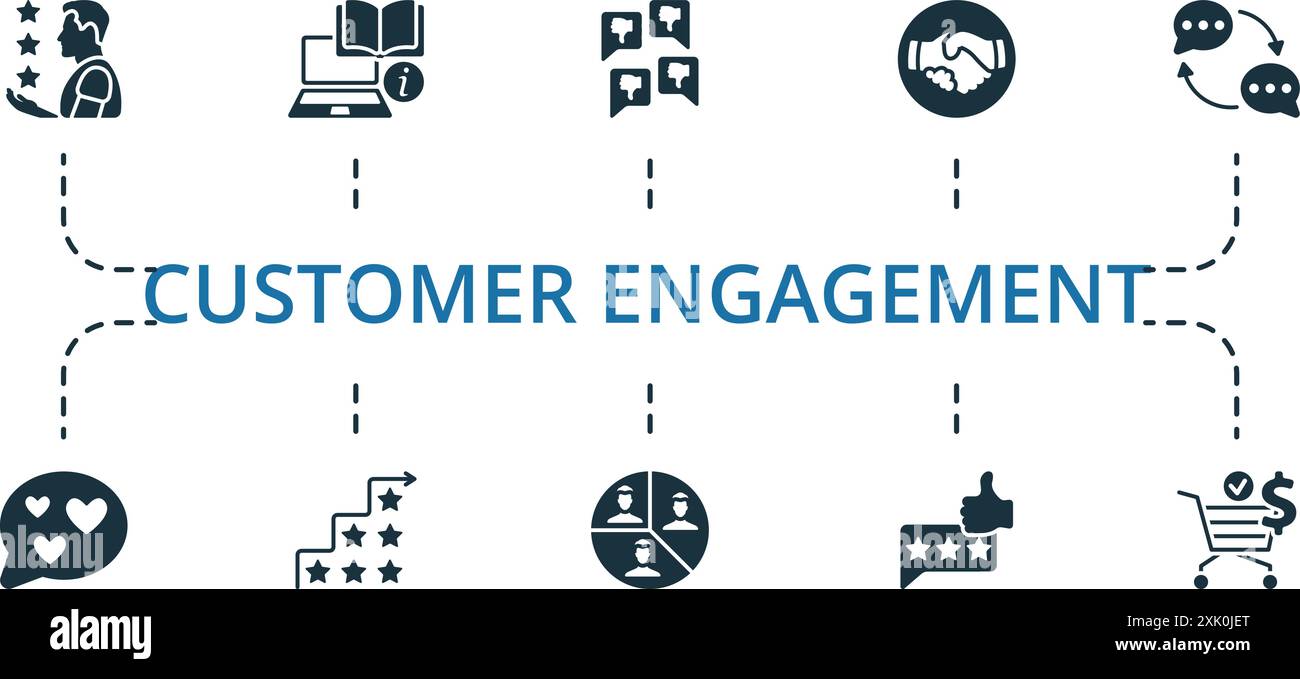 Customer Engagement icon set. Monochrome simple Customer Engagement ...