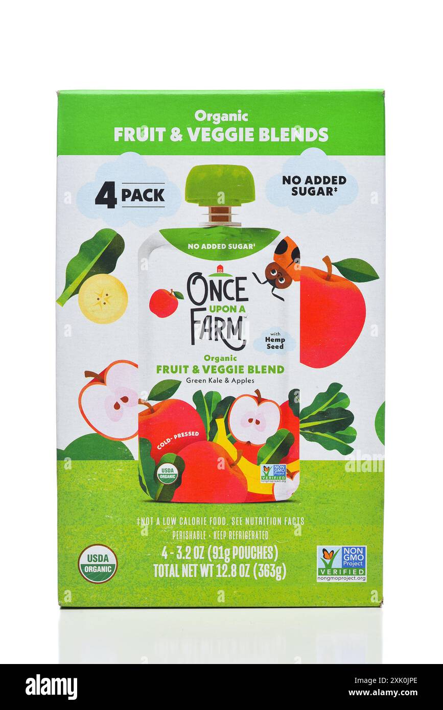 IRVINE, CALIFORNIA - 19 JULY 2024: A box of Once Upon a Farm Fruit and ...