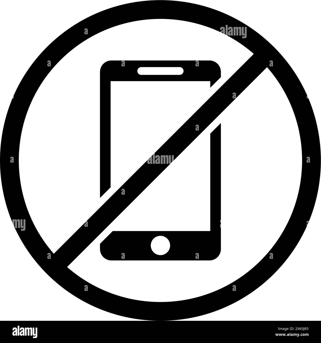 No mobile phone sign, simple black and white icon Stock Vector Image ...