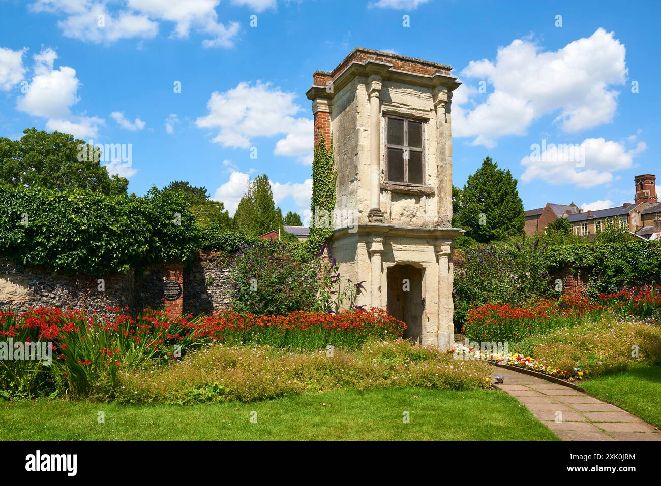 The Walled Garden entrance and the Charter Tower in Gadebridge Park ...