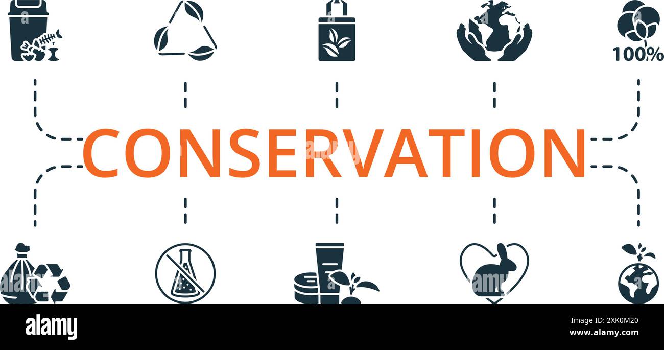 Conservation icon set. Monochrome simple Conservation icon collection ...