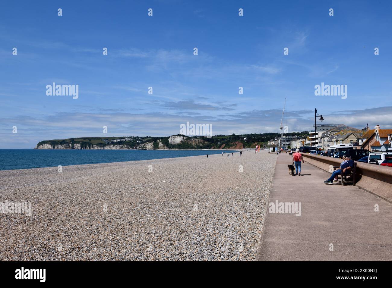 Seaton Seafront Pebble Beach Walkway Devon England uk Stock Photo - Alamy