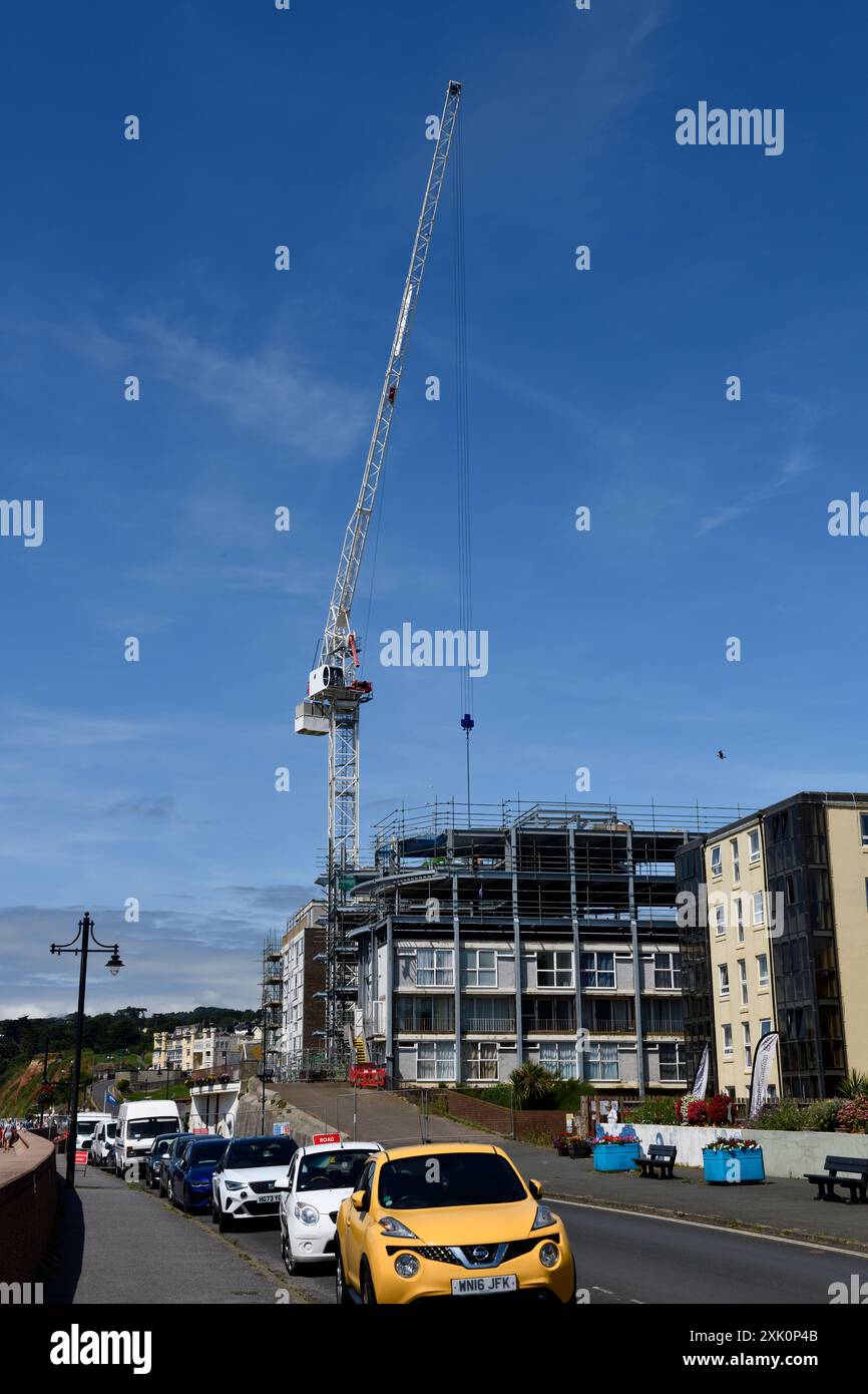 Tower Crane working on Building at Seaton Devon England uk Stock Photo ...