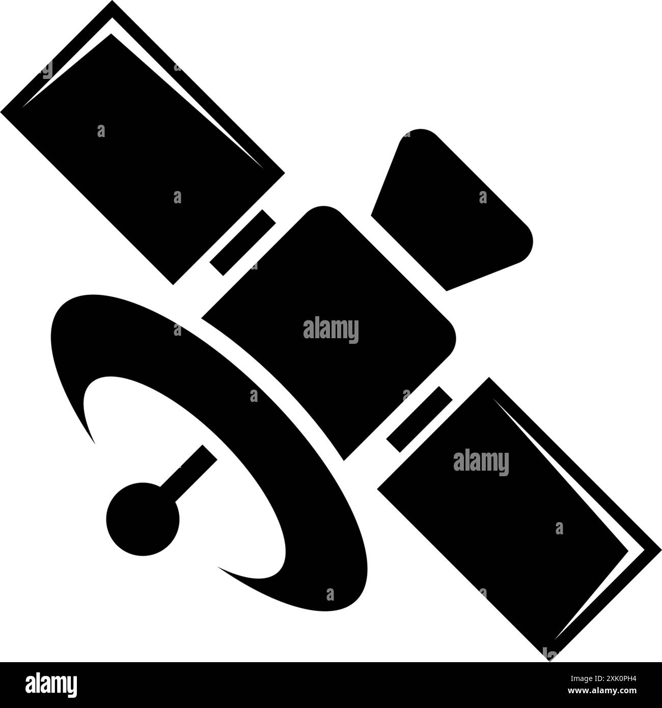 Black vector icon of a satellite transmitting signals Stock Vector ...