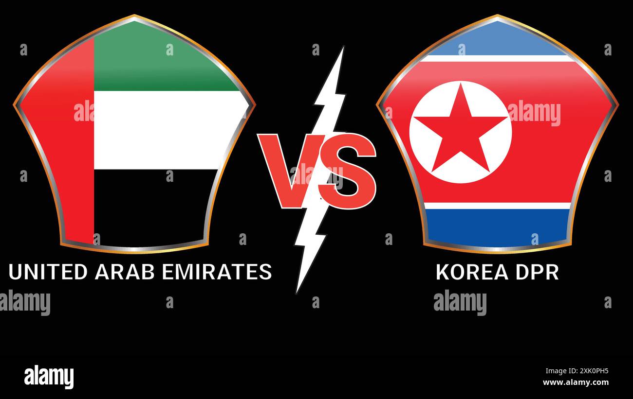 United Arab Emirates vs Korea DPR Soccer football match with Black ...