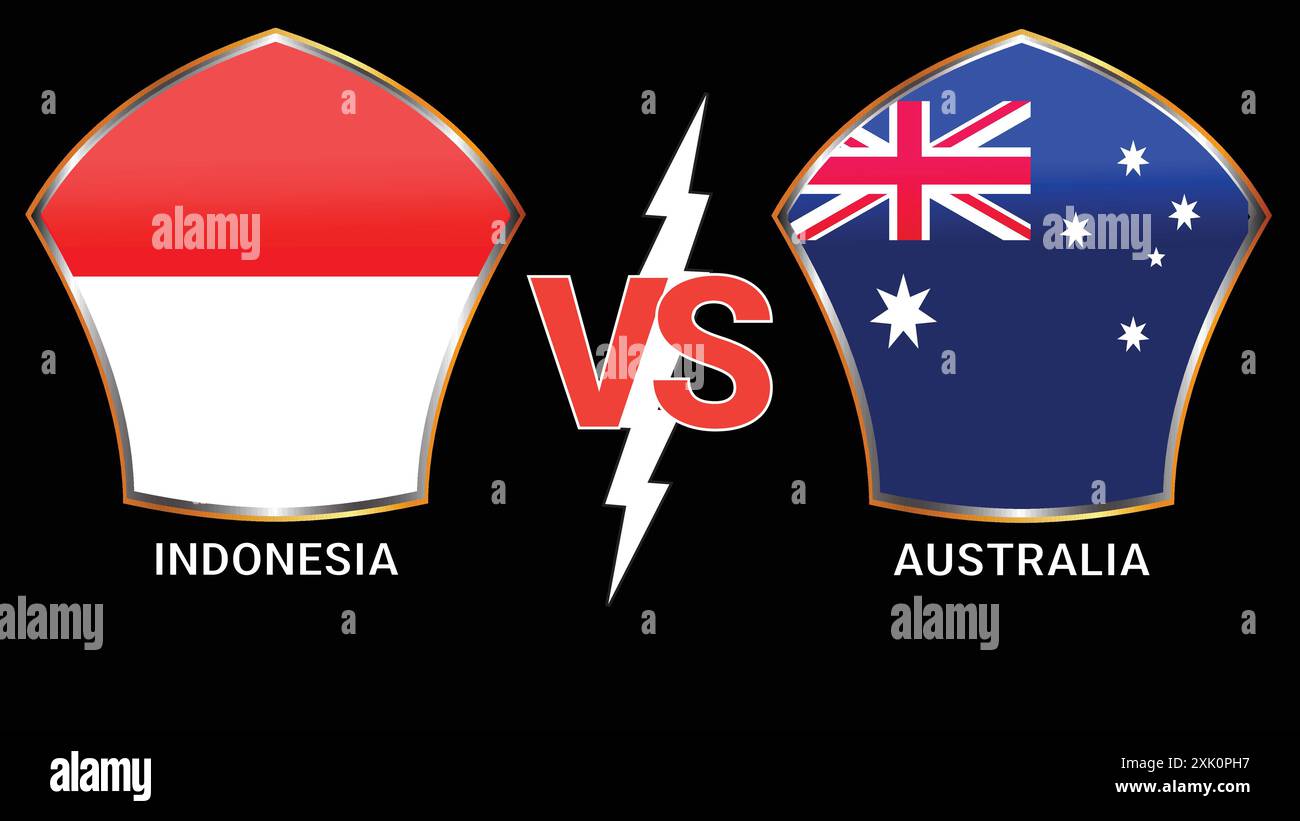 Indonesia vs Australia Soccer football match with Black Background and ...