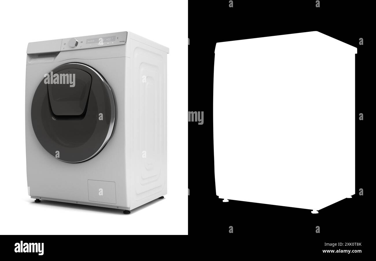 New modern Washing machine perspective left view 3D render on white ...
