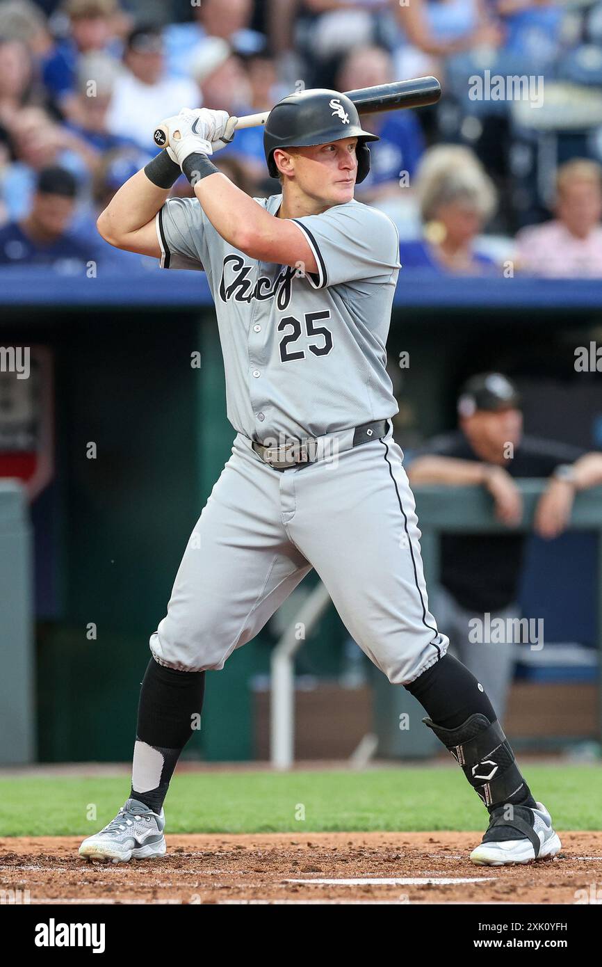 Kansas City, MO, USA. 19th July, 2024. Chicago White Sox first baseman ...