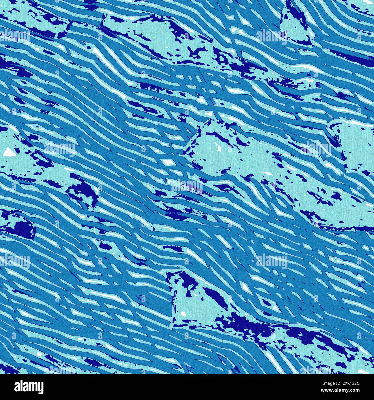 Summer blue dyed wave water pattern with broken linear stripe effect ...