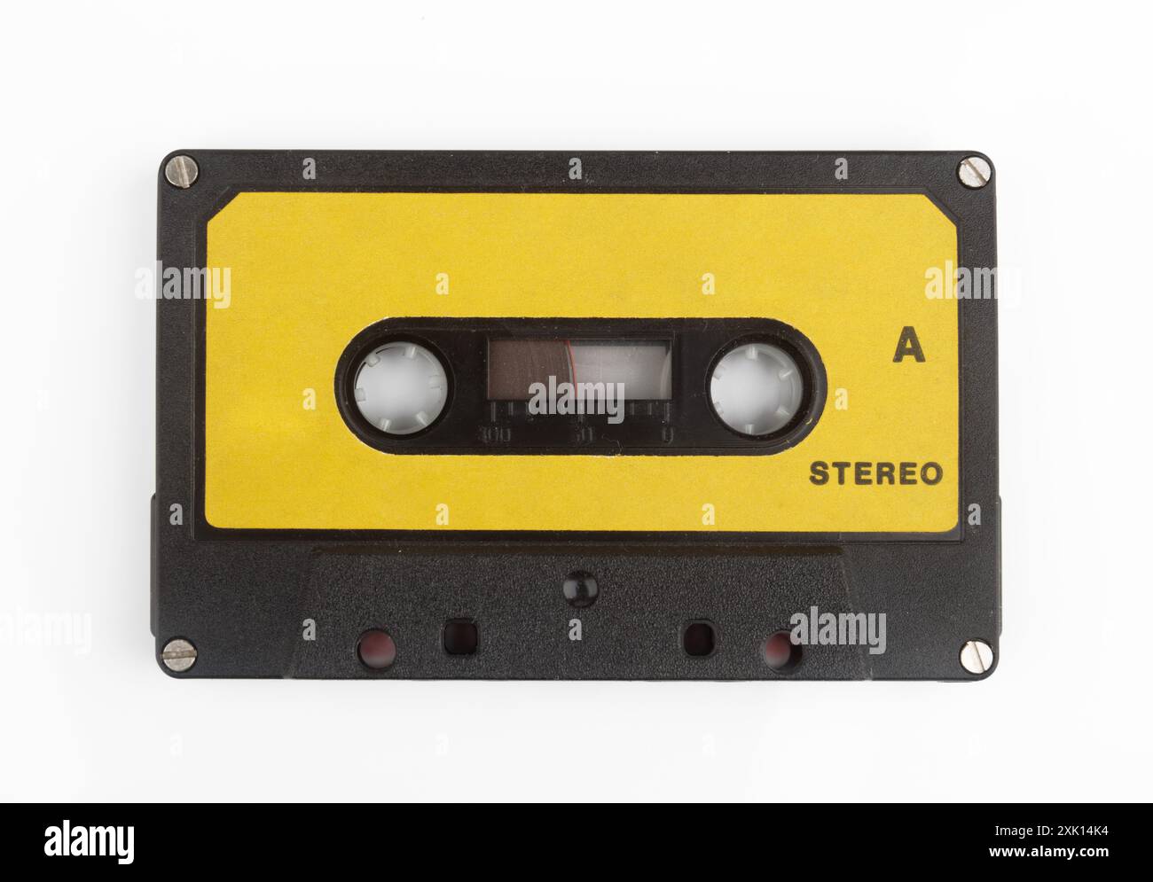 Vintage Audio Tape with yellow label isolated on white background Stock ...