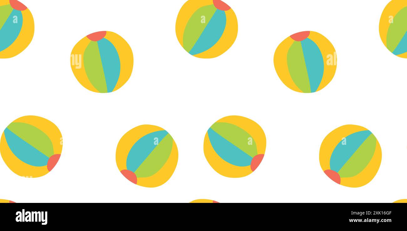 Seamless beach ball repeating background pattern. Flat Summer Toy in ...