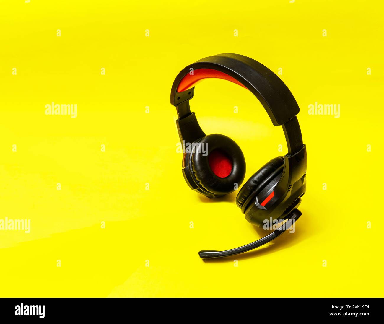 Wireless Over-Ear full size Headphones, Black leather isolated on ...