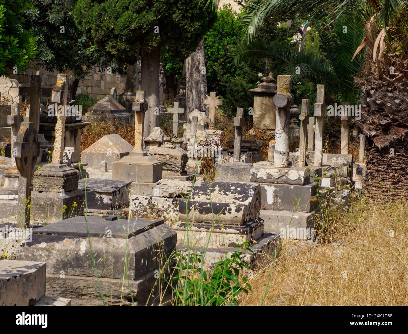 Floriana, Malta - May, 2021: Military Cemetery Pieta (Pietà) located just outside Valletta . The ...