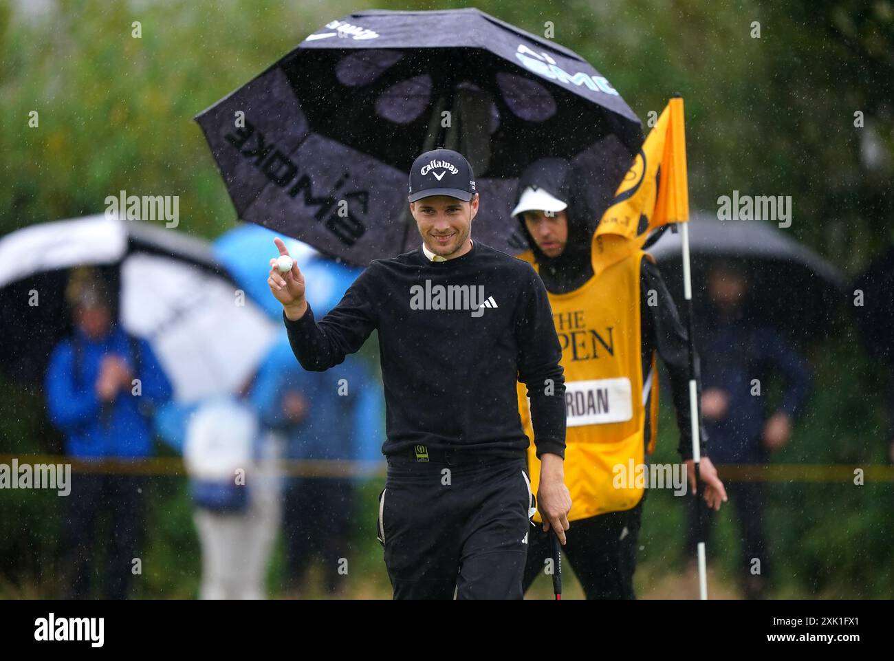 England's Matthew Jordan after his birdie on the 16th during day three ...