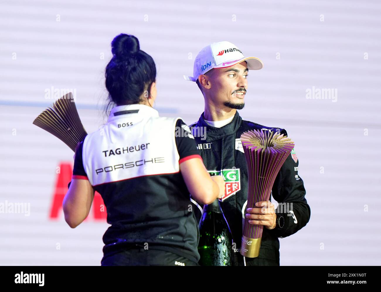 TAG Heuer Porsche Formula E Team's Pascal Wehrlein (right) with a ...