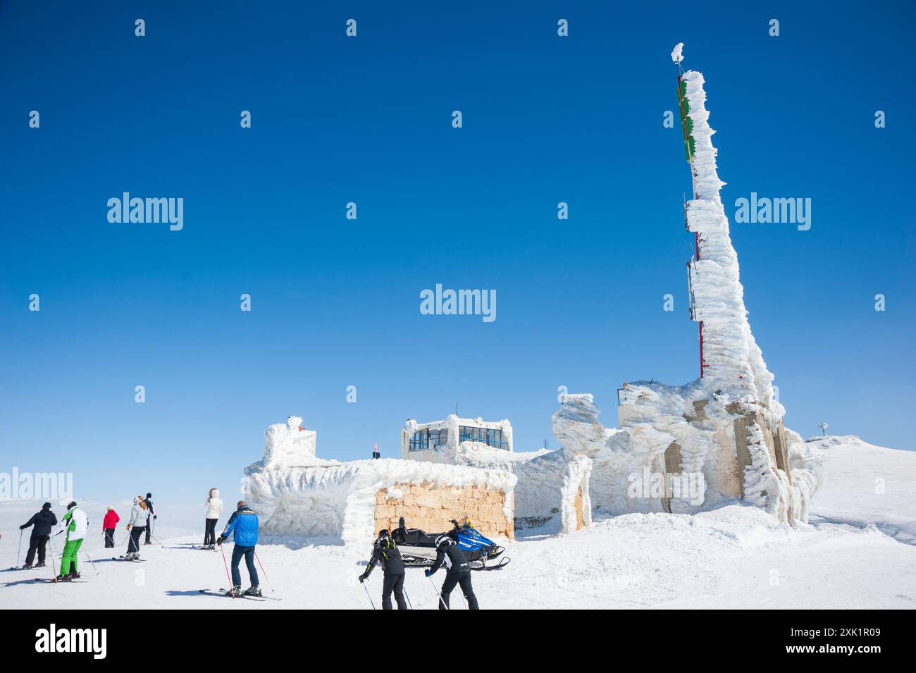 Lebanon, February 26th, 2012, Clear blue sky over Faraya-Mzaar with a ...