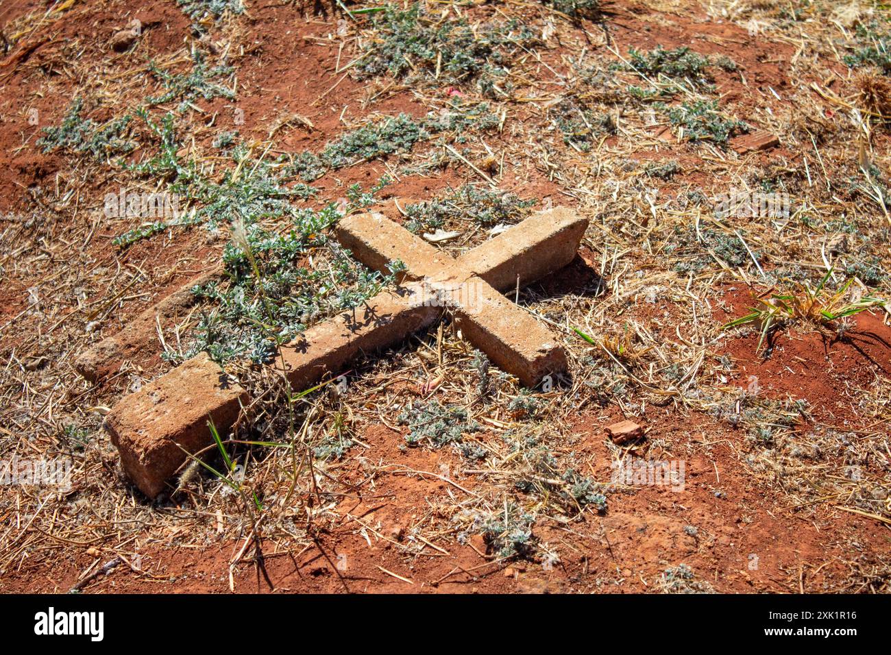Goiania, Goias, Brazil – July 20, 2024: A cement cross lying on the ...